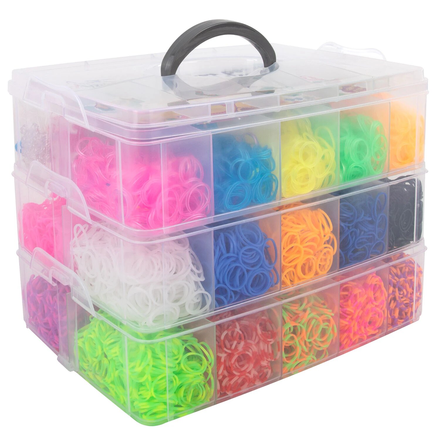 Набор резинок для плетения украшений мега набор 15 000 шт, 25 цветов, бокс, бусины, станок, BAMBOX (бамбокс), 665973