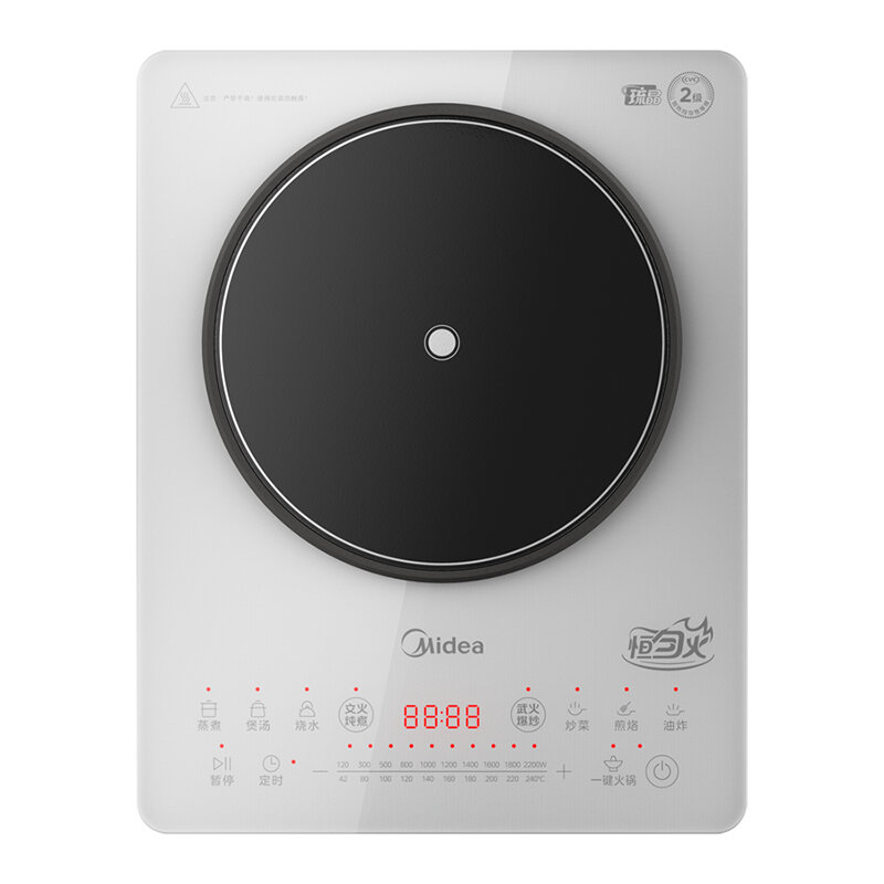 Индукционная варочная панель Midea белая, 4 конфорки, сенсорное управление, мощность 2000 Вт
