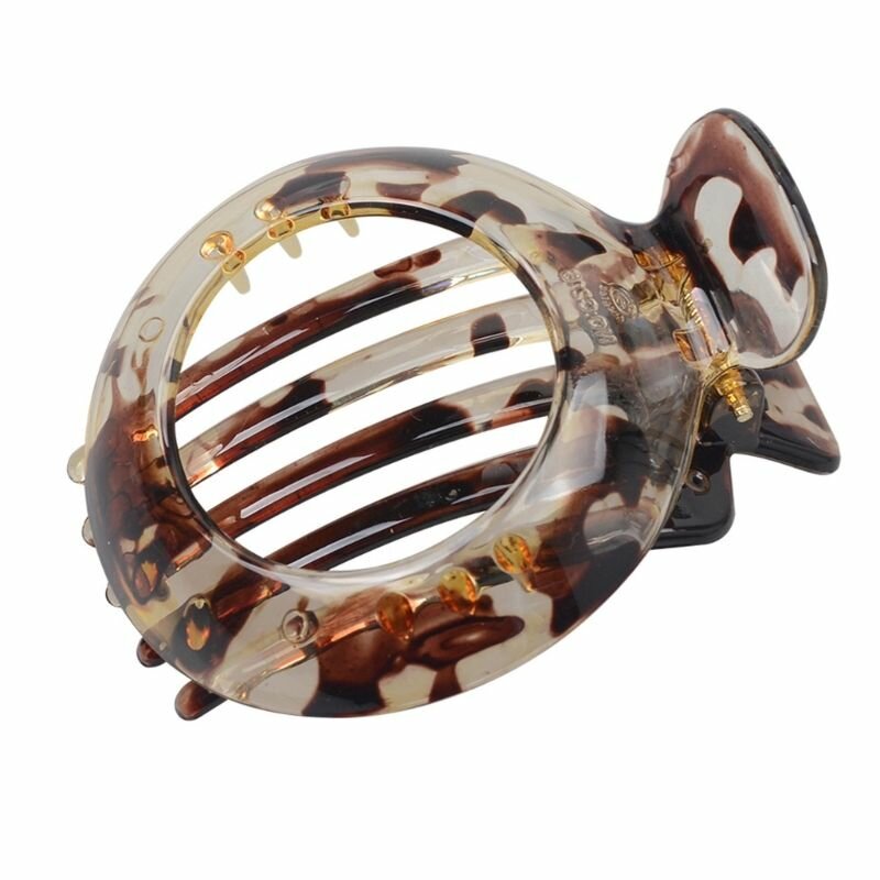 Европейская и американская модная круглая полая вставляемая заколка для волос, высококачественная оксфордская из стойкой к падению смолы-light coffee point flower