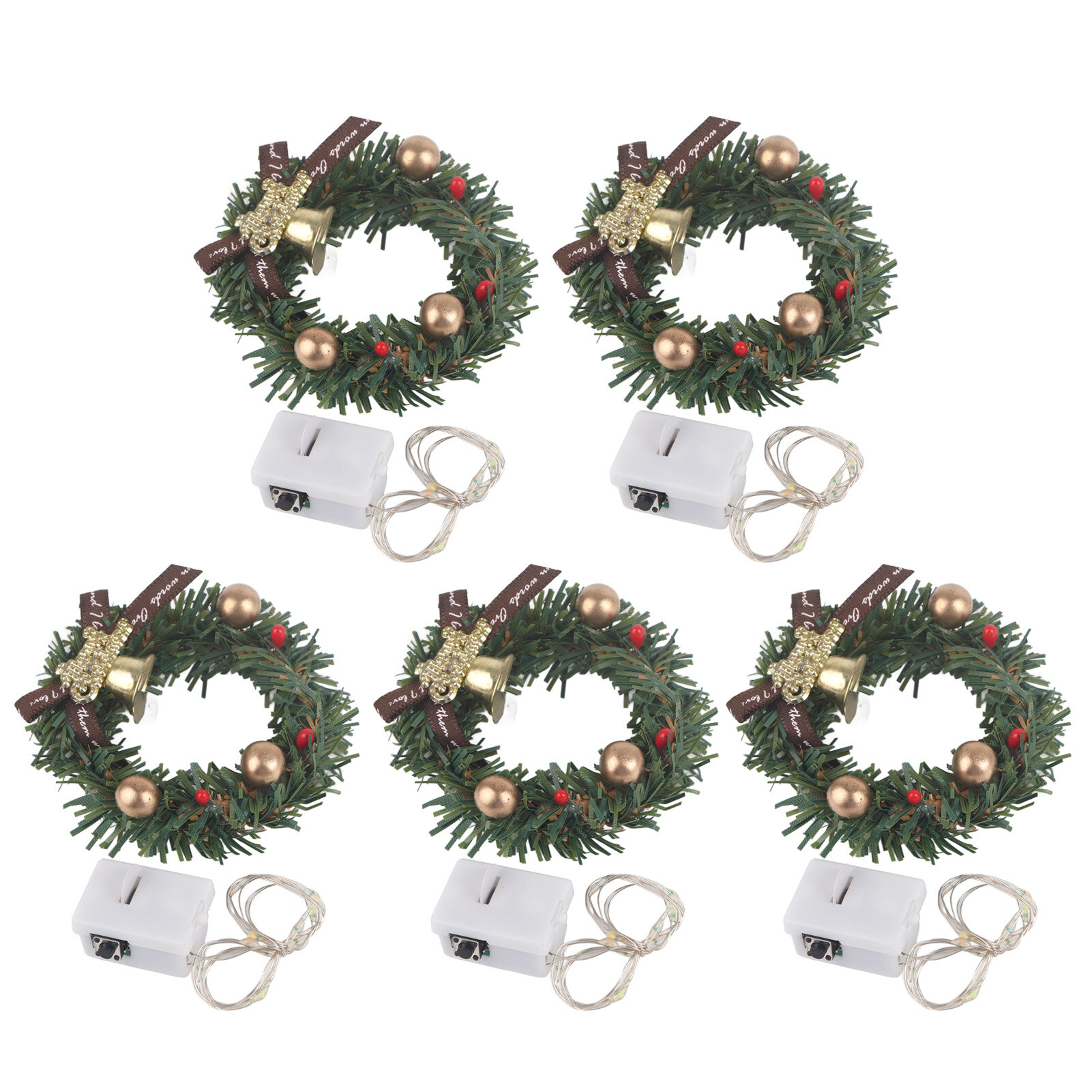5 Pcs Dollhouse Christmas Wreath Vivid Lifelike Miniature Decoration for 1/12 Doll House