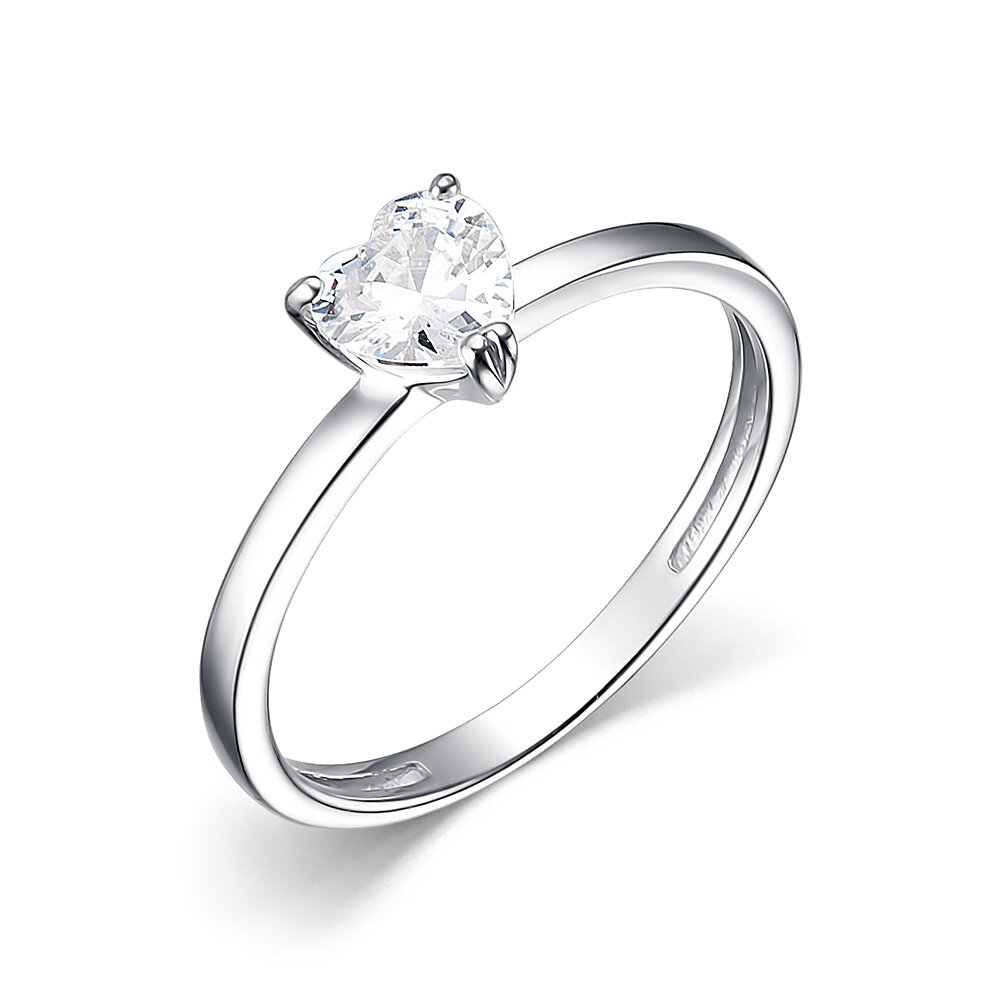 Кольцо тонкое, серебро, 925 проба, родирование, фианит