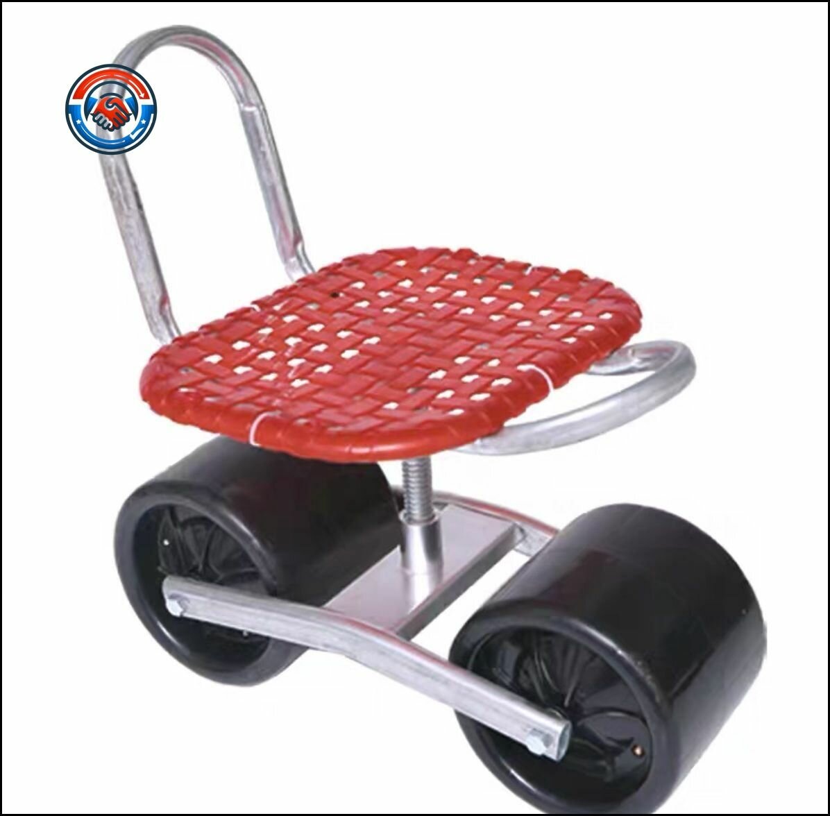 Садовая скамья-стул на колёсах с поворотным сиденьем 360, мобильная подставка для прополки и работы в огороде, синяя