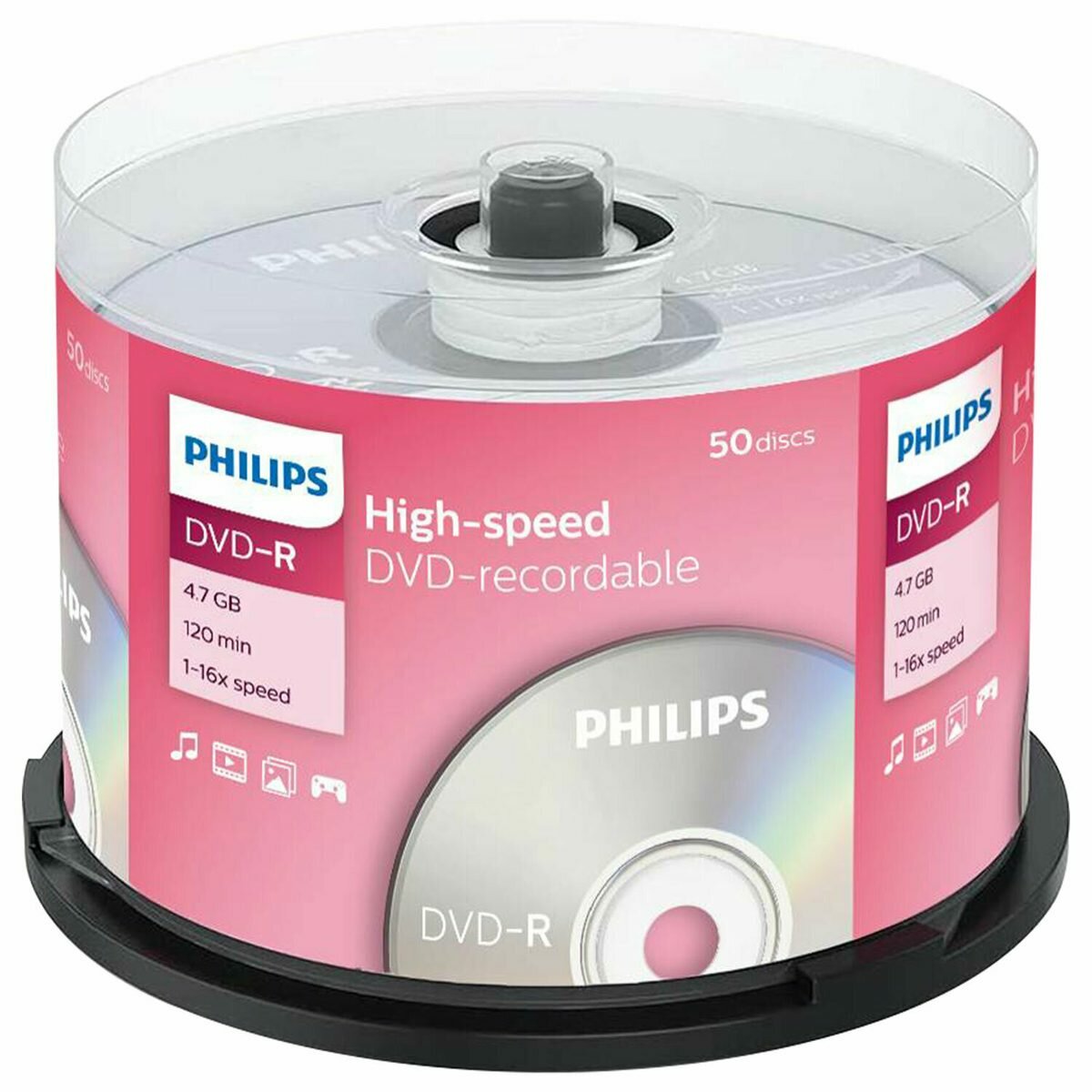 Оптический диск DVD-R Philips, 4.7Gb, 16x, cake box, комплект 50шт. (DM4S6B50F/97)