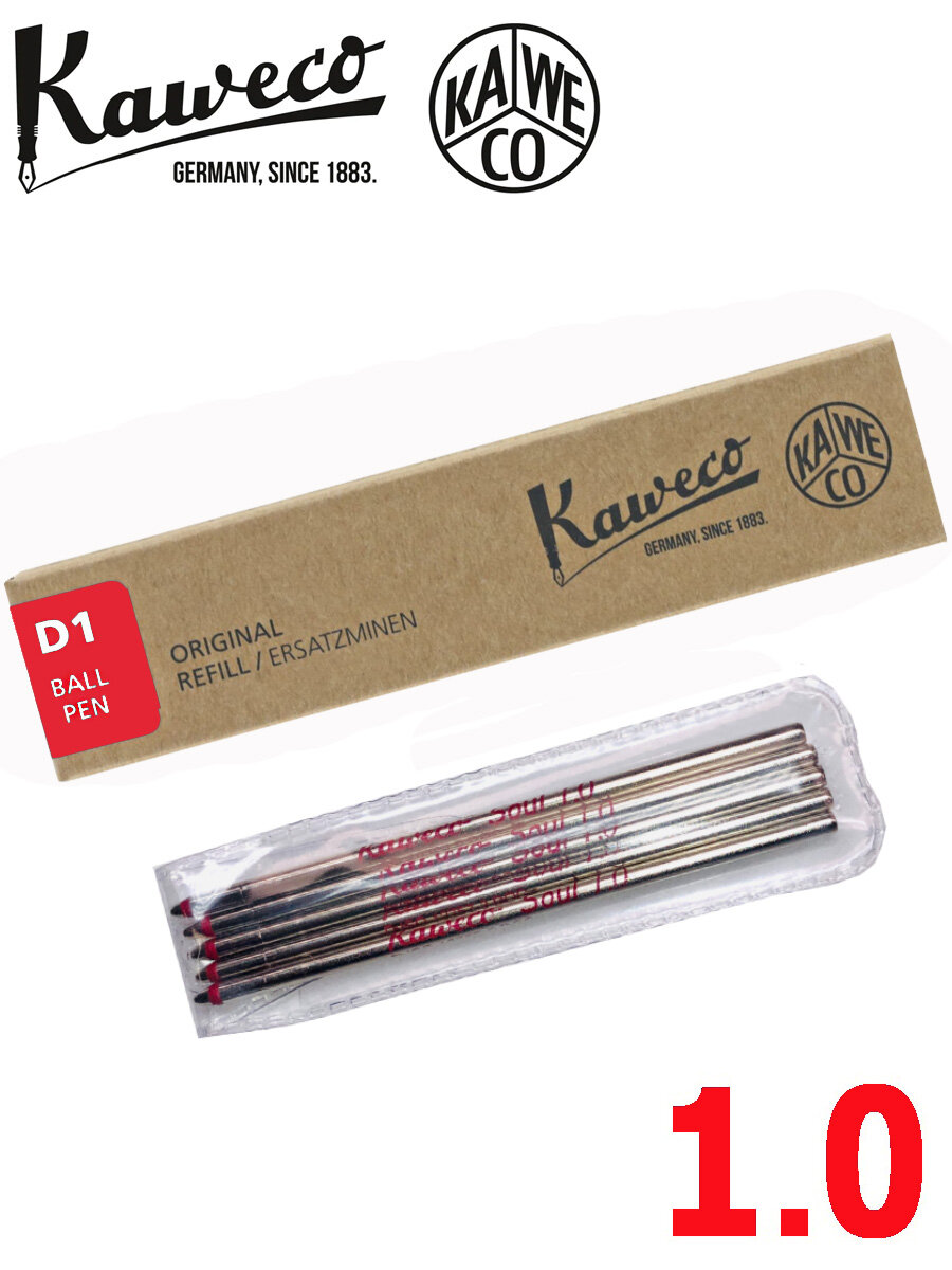 Набор стержней для шариковых ручек KAWECO D1 5 шт 1.0мм красный
