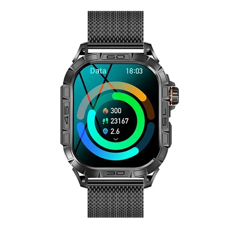Smart Watch K63 1.96" AMOLED Screen Bluetooth Call Sports Tracker 380mAh Long Standby Health Monitor Men Smartwatch