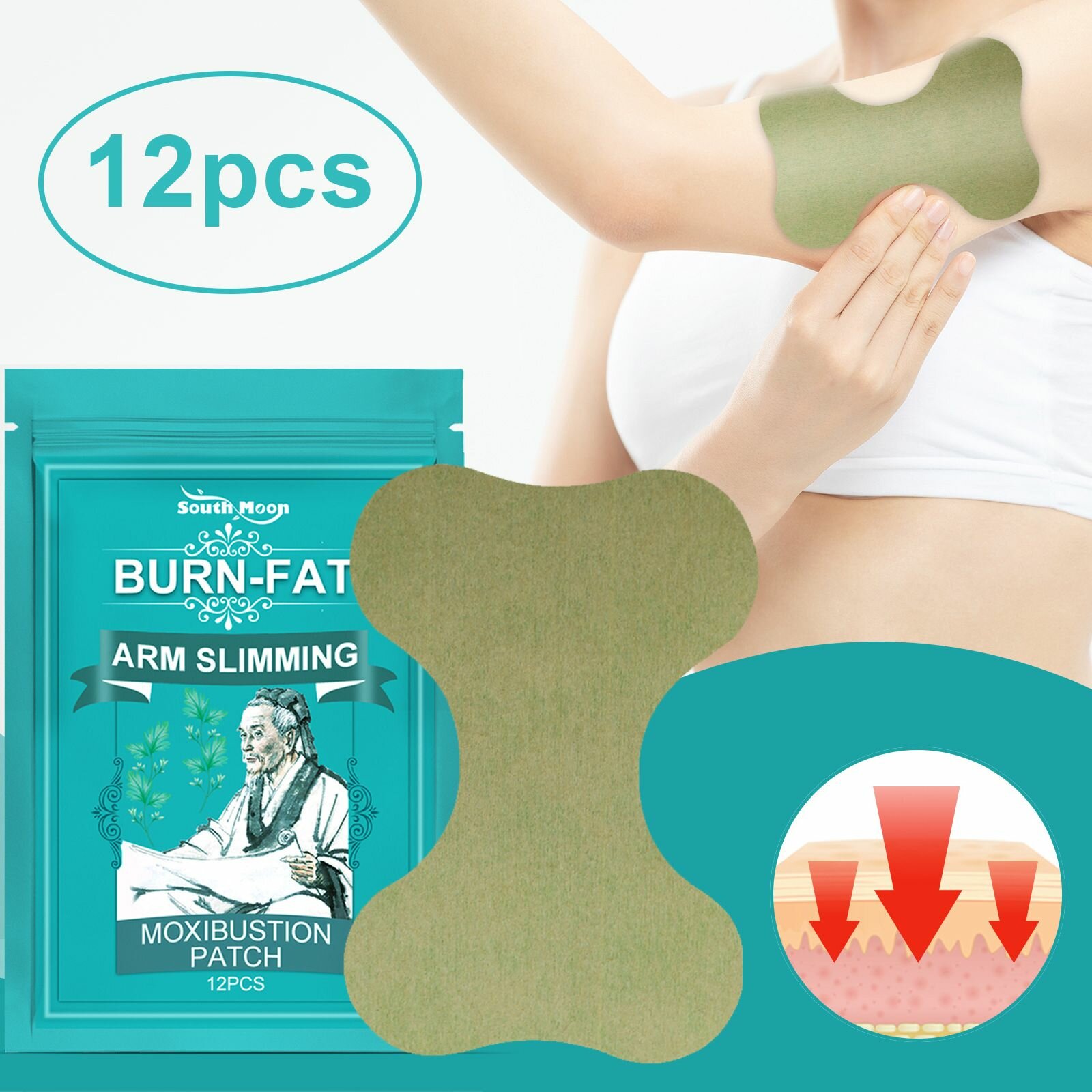 Согревающий пластырь для рук с полынью, 12 шт