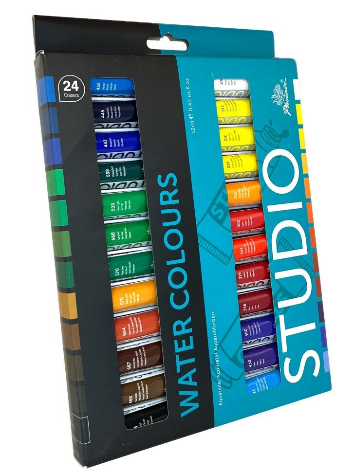 Акварель набор 24 цвета в тубах 12 мл, Phoenix студио, артикул PW2412S