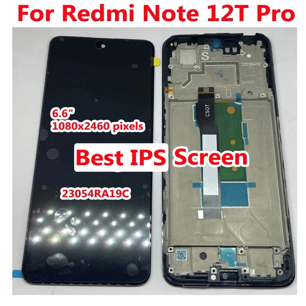 Лучший оригинальный IPS ЖК-дисплей, дигитайзер сенсорного экрана в сборе, стеклянный датчик, мобильная Pantalla + рамка для Xiaomi Redmi Note 12T Pro