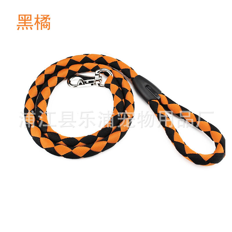 ПП-плетеный поводок для собак, черно-оранжевый цвет, малый размер, толщина 1.2 см, длина 1.5 м