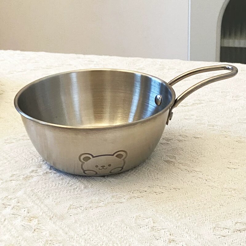 304 нержавеющая сталь 14 см с ручкой кухонная миска для риса, сакэ и лапши - серебристый