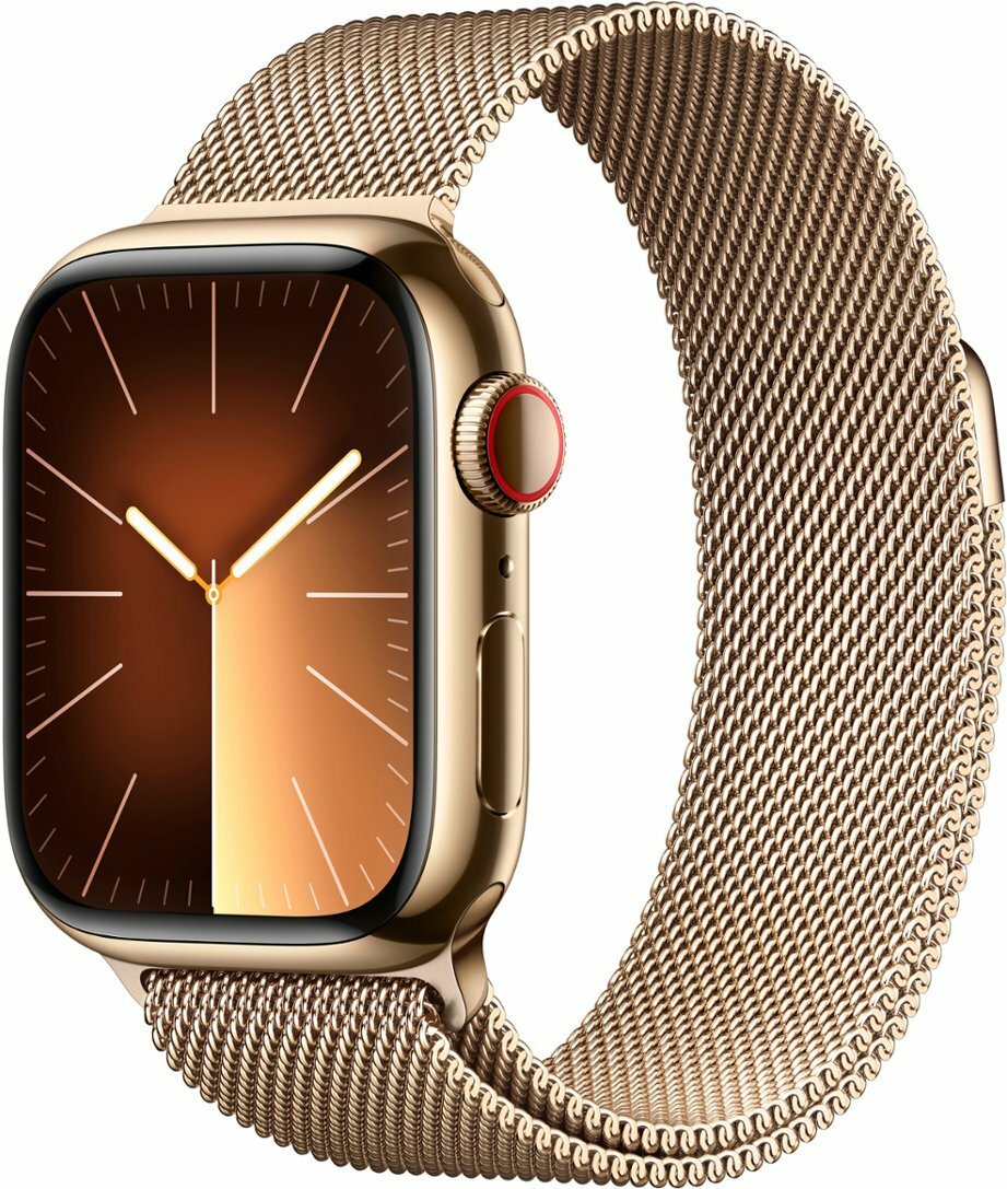 Умные часы Apple Watch Series 9 GPS + Cellular 41mm Gold Stainless Steel Case, Gold Milanese Loop MRJ73