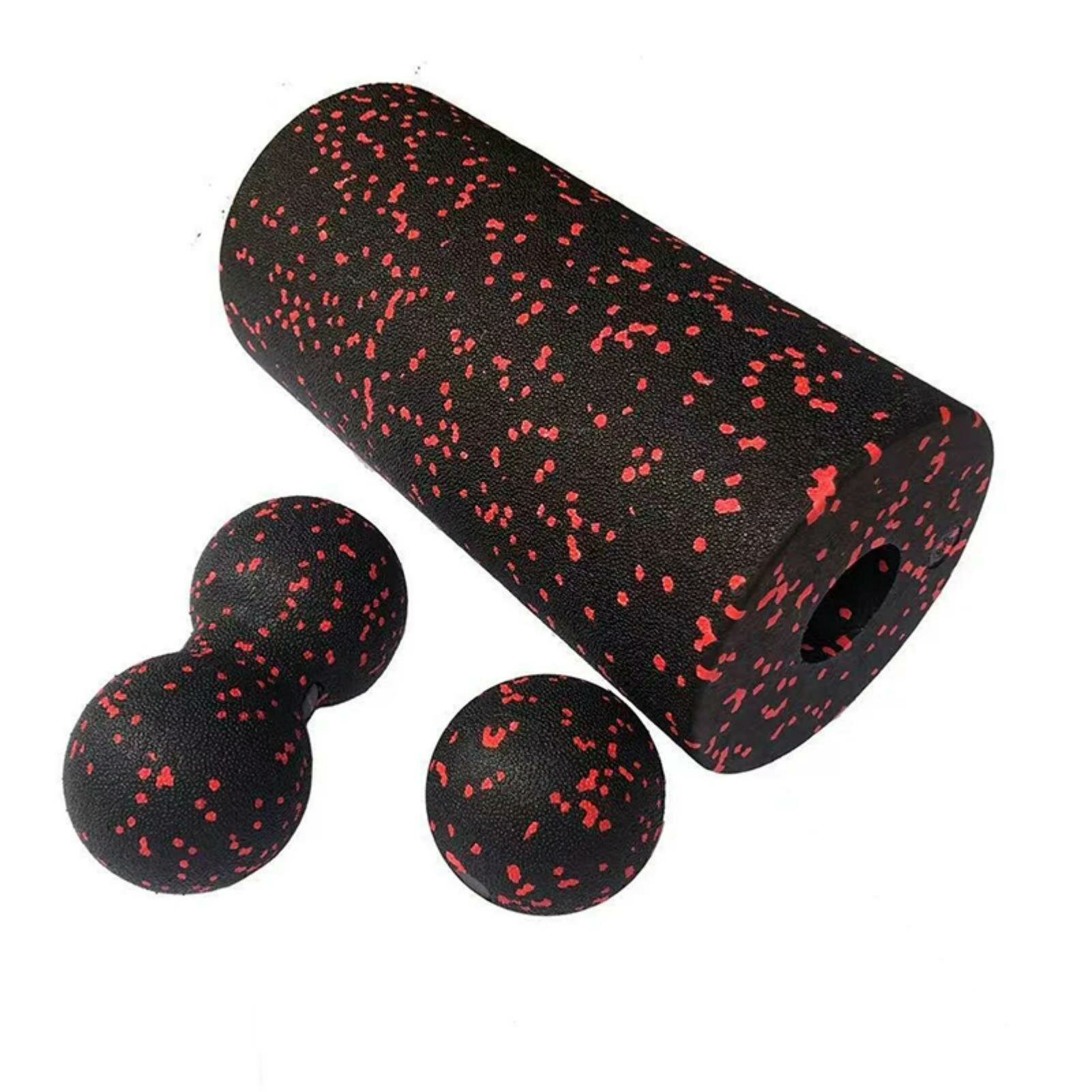 Набор для массажа Yoga Roller Massage Ball EPP Fitness Foam Roller Muscle Roller Peanut Balls Deep Muscle Relax Fascia Ball, размер ролика 15*30 см, двойной мяч 16*8 см, одиночный мяч 8 см, материал EPP