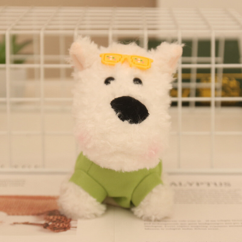 Милая плюшевая игрушка-брелок в виде вест-хайлендской терьерши, наряженная маленькая собачка, брелок-подвеска для сумки.