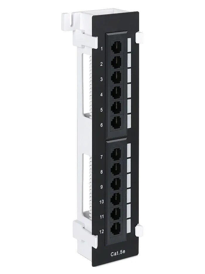 Патч-панель WRLine WR-PL-12-C5E-WL-D настенная, 12 портов RJ-45, категория 5е, с подставкой