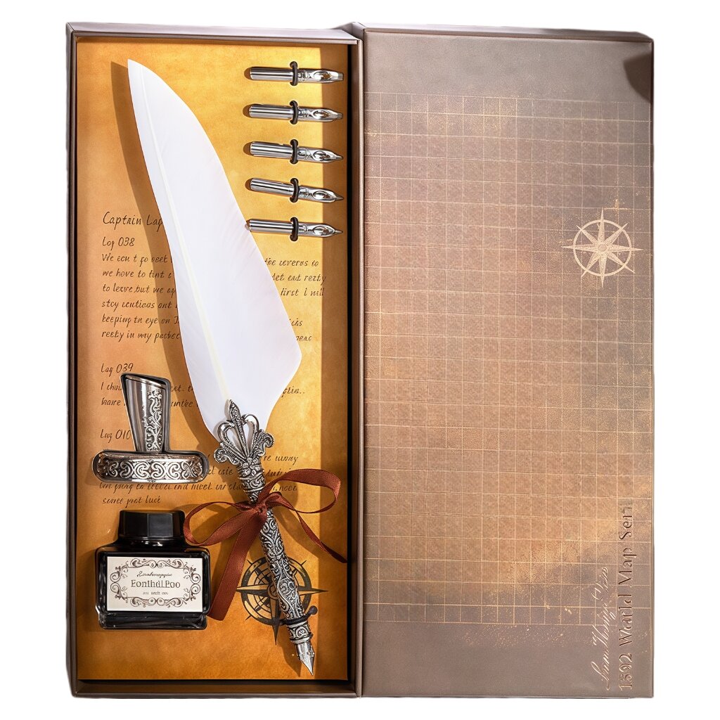 Подарочный набор перьевых ручек Ретро-гусиная ручка с несколькими наконечниками и многоразовыми чернилами Для художественного почерка начинающих