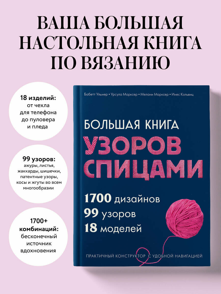 Ульмер Б, Марксер У, Марксер М. Большая книга узоров спицами. 1700 дизайнов, 99 узоров, 18 моделей. Практичный конструктор с удобной навигацией