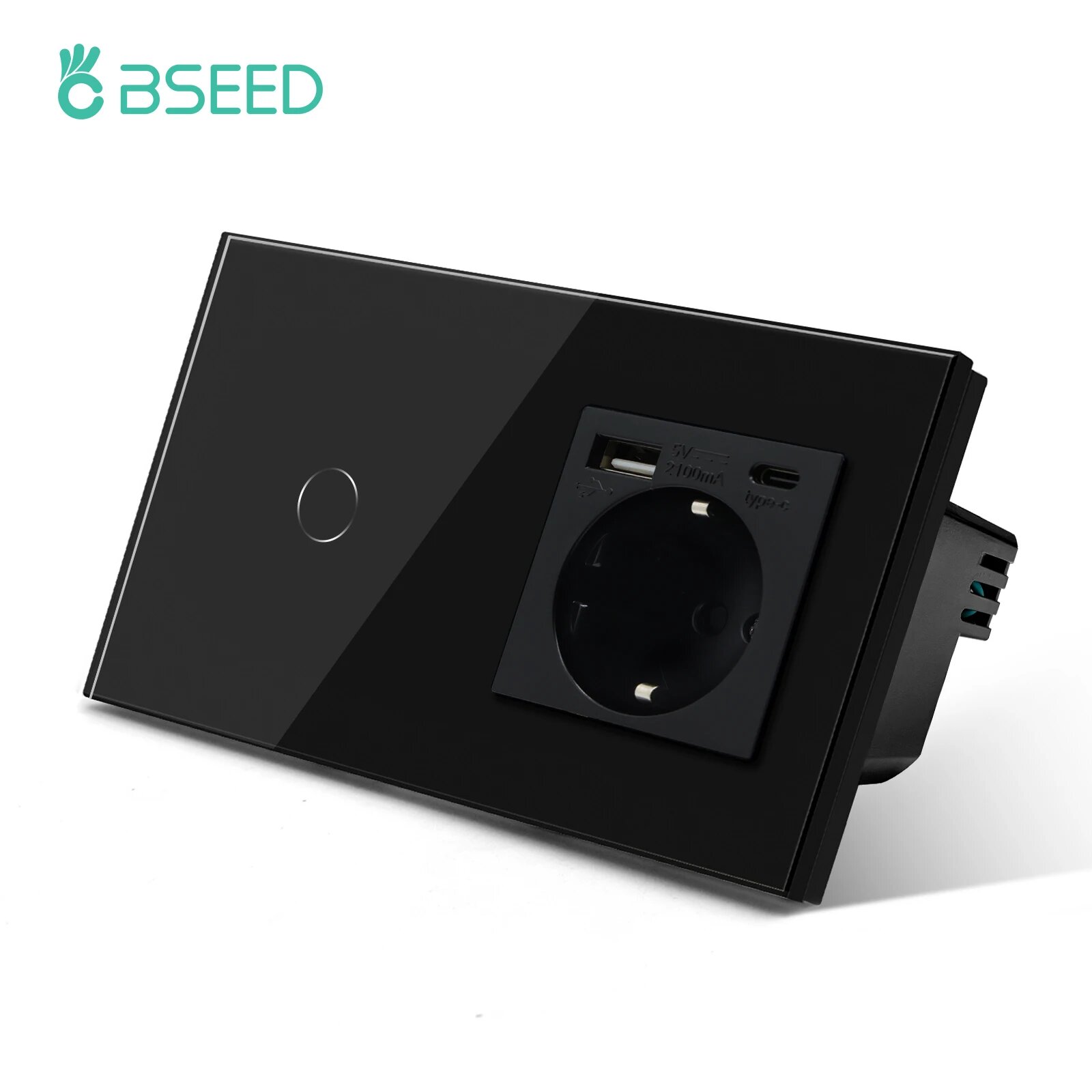 Сенсорный выключатель BSEED с розеткой USB Type-C 1Gang Type-C Black