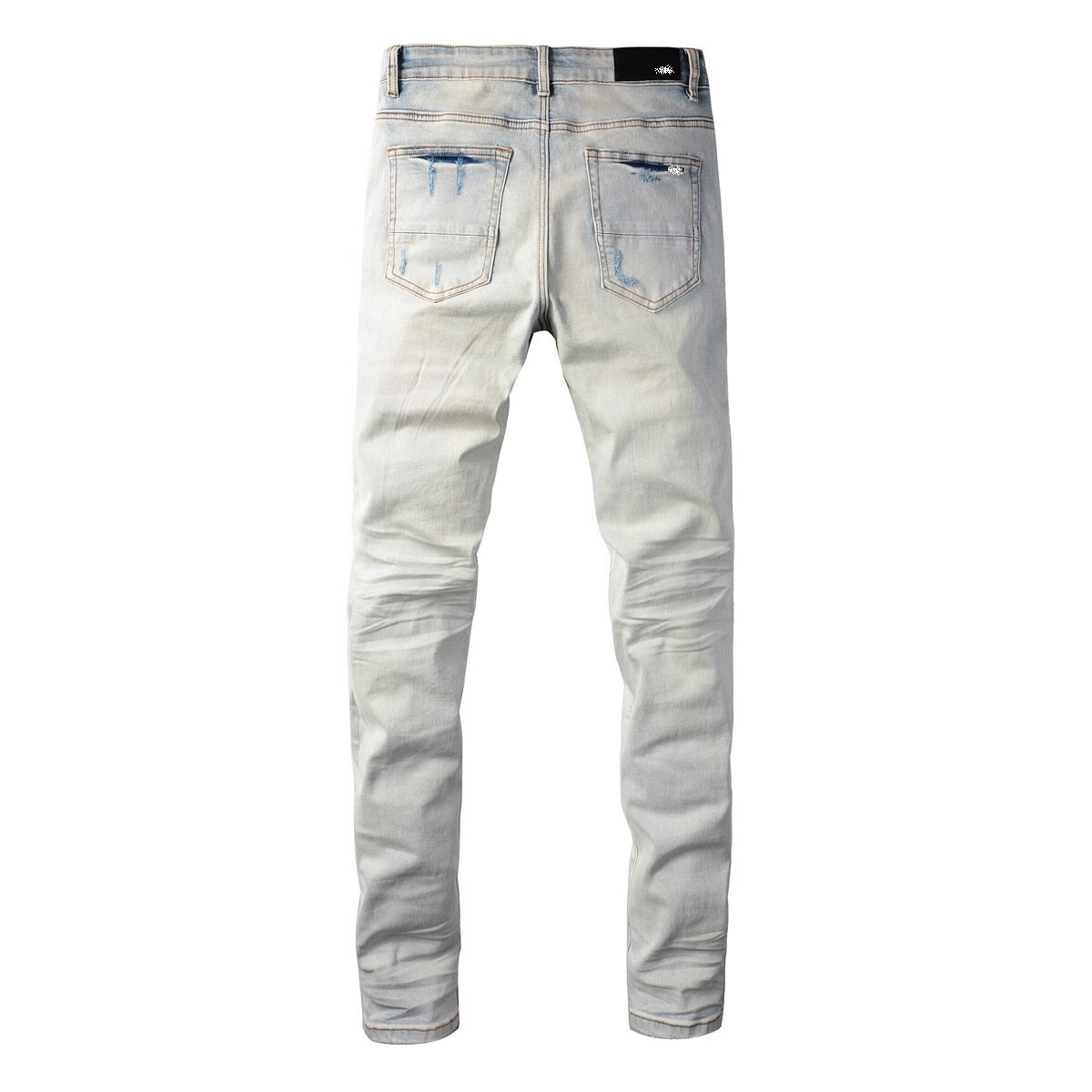 Тренд RONG CH Мужские Джинсы Потертые Бродячие Вышивка Слим Тейперд Деним, Размер_2XL
