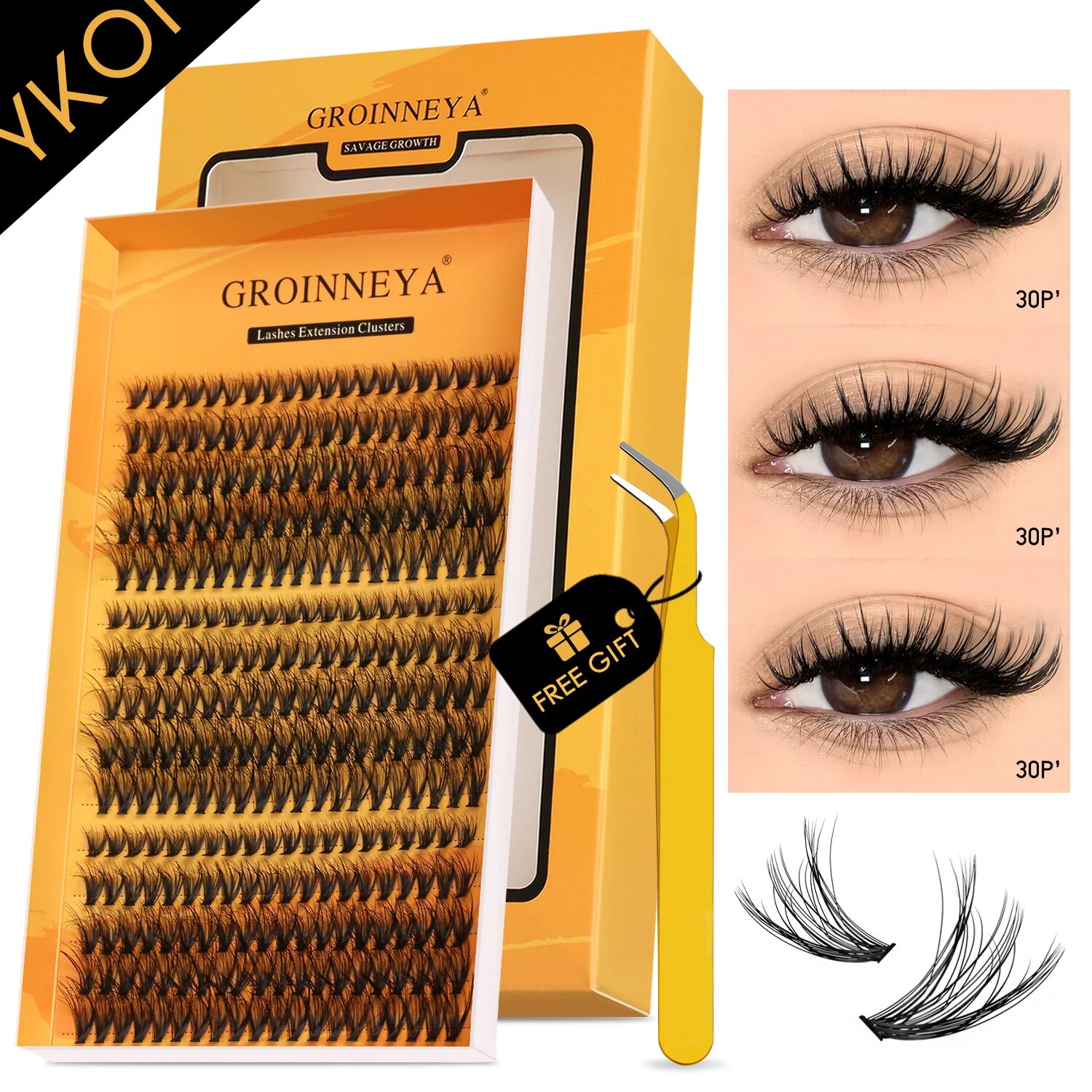 GROINNEYA Кластеры ресниц пушистые KY01 Lashes