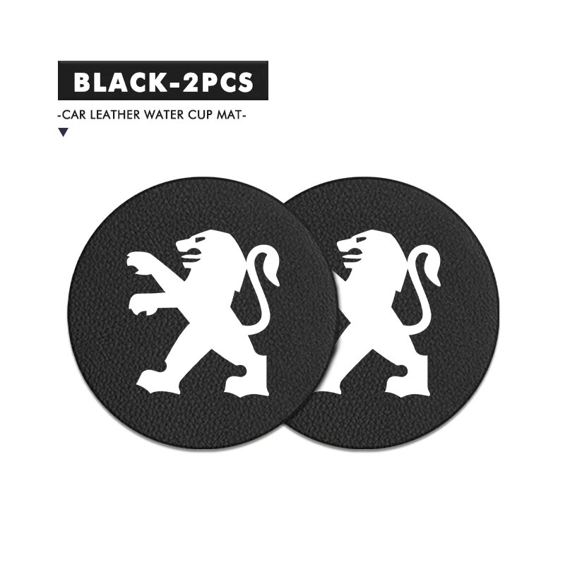 Для Peugeot 2 шт. подставка с логотипом автомобиля, замшевые противоскользящие PEU-01W-black-2PCS
