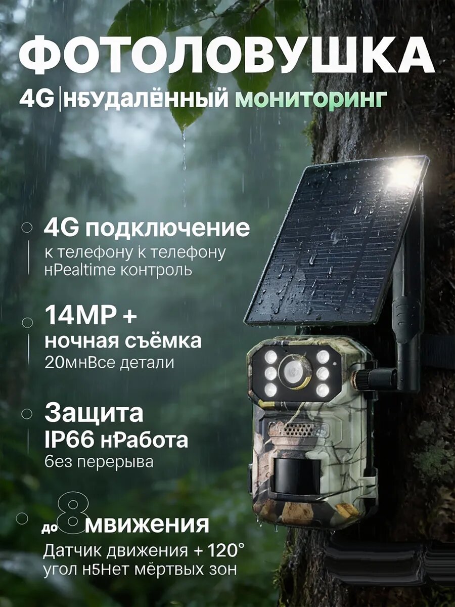 Лесная 4К/4G фотоловушка Филин Pro HC810 (Orig) (M57866UL) с приложением для телефона ФилинCam с SIM картой. Невидимая ночная ИК подсветка. Видео 4
