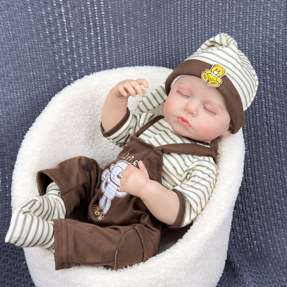Реалистичная кукла-реборн высотой 18 дюймов (louloureborndoll), милый подарок для детей, кукла-мальчик с закрытыми глазами.
