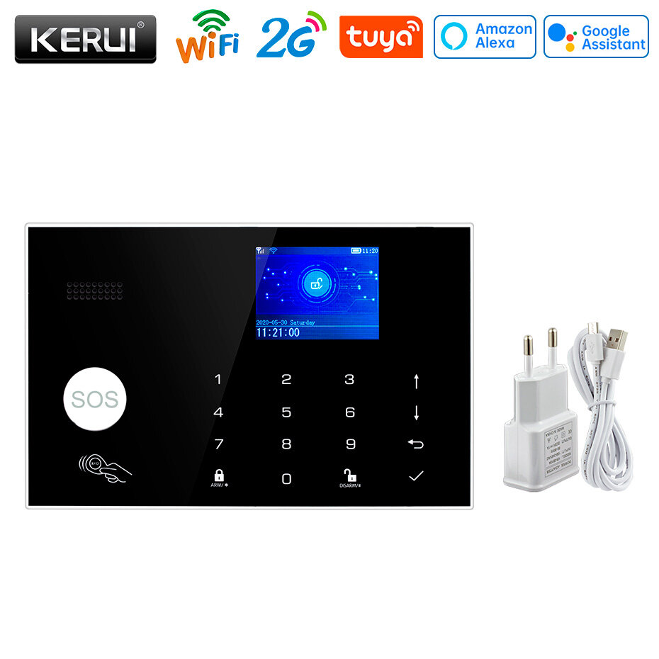 KERUI Беспроводная охранная сигнализация для дома и офиса с GSM/Wi-Fi, комплект сигнализации подключением к умному дому Tuya Комплект GSM Wi-Fi сигнализация умный дом охранная система