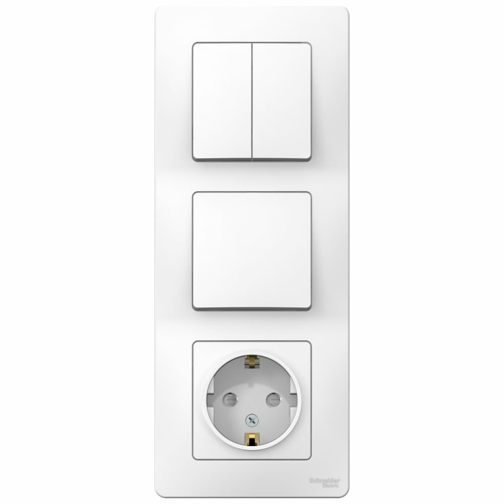 Розетка+выключатель Systeme Electric Blanca внутр Бел з/к шт 16А, 250В+выкл 1кл.+выкл 2кл. SE BLNBS101201