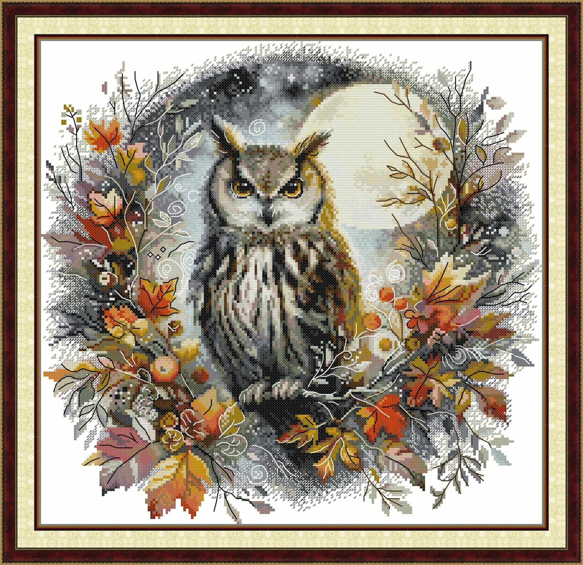 Эксклюзивный набор NKF для вышивки крестом, схема Совы 44x42 см на 14CT