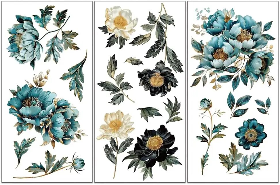 3 шт./компл. переводные наклейки для мебели и поделок 6x12 дюймов позолоченные цветы Декор переводные наклейки украшения дома