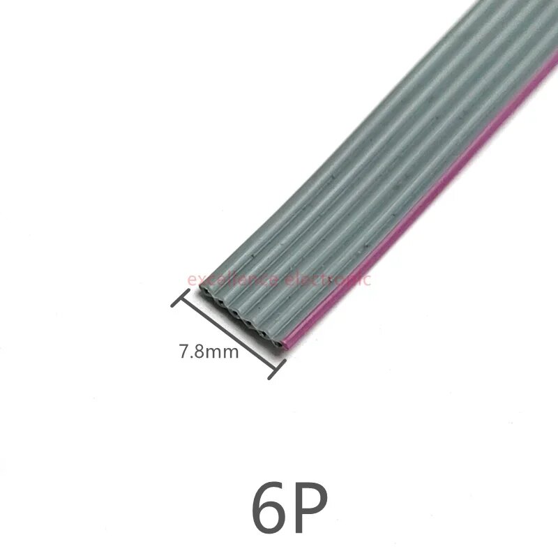 Плоский кабель 5 метров 1,27 мм серый 28 AWG 6P