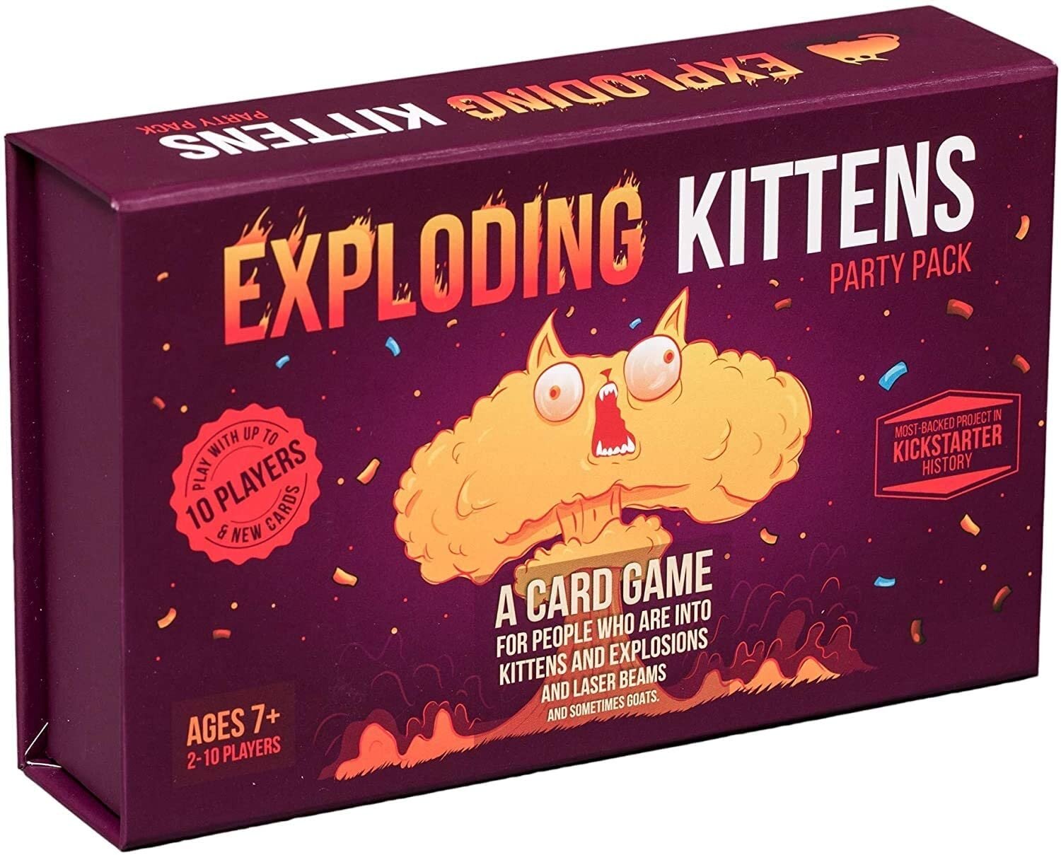 Exploding Kittens Card Game - Party Pack для до 10 игроков, размеры продукта 6.1 x 3.9 x 1.5 дюймов, вес 8.5 унции, рекомендуемый возраст производителем 7 лет и старше