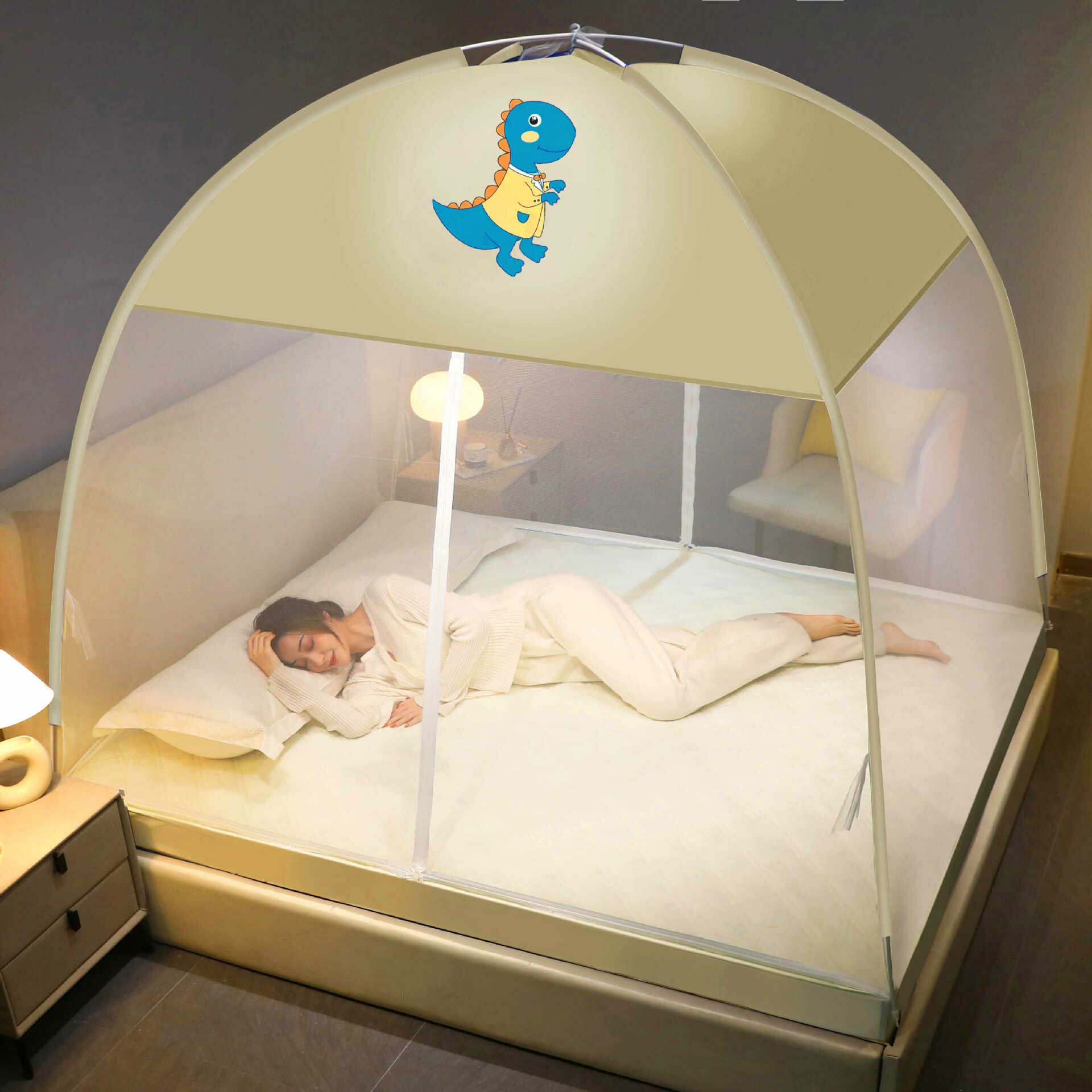 Оптовая летняя монгольская юрта с двойной дверью, складная москитная сетка для студенческого общежития, не требует установки, для домашнего использования, детская сетка, экспорт