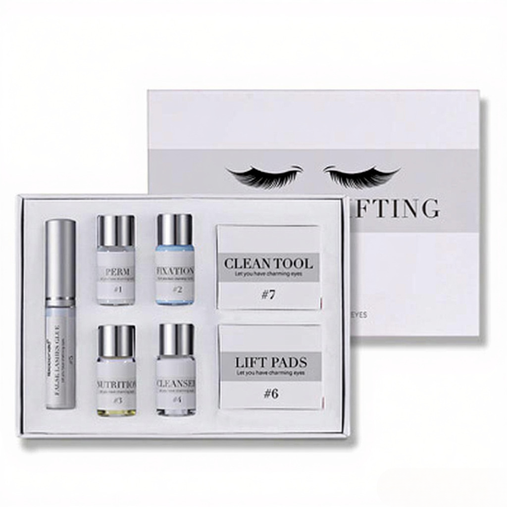 Ibcccndc Набор для ламинирования ресниц Eyelash Perm Set Набор для полупостоянного завивания ресниц с подставками для ламинирования и инструментом для очистки, 1 Патирующий лосьон, 1 Фиксирующий лосьон, 1 Нутритивный лосьон, 1 Клинер, 1 Клей, 5