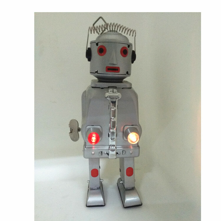 1 шт олова освещения робот Wind Up Серебряная олова игрушка робот Wind Up игрушка (серый)