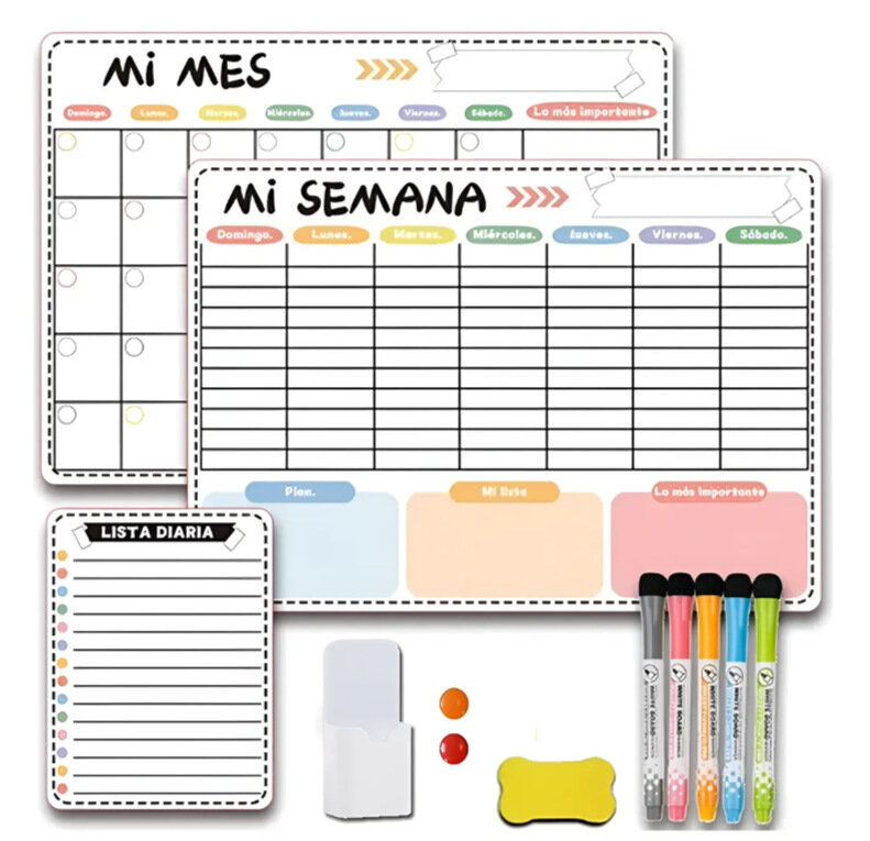 Магнитный планировщик на заказ, мягкая белая доска, магнитный календарь для холодильника, немецкий, испанский, съемный магнитный стикер для сообщений