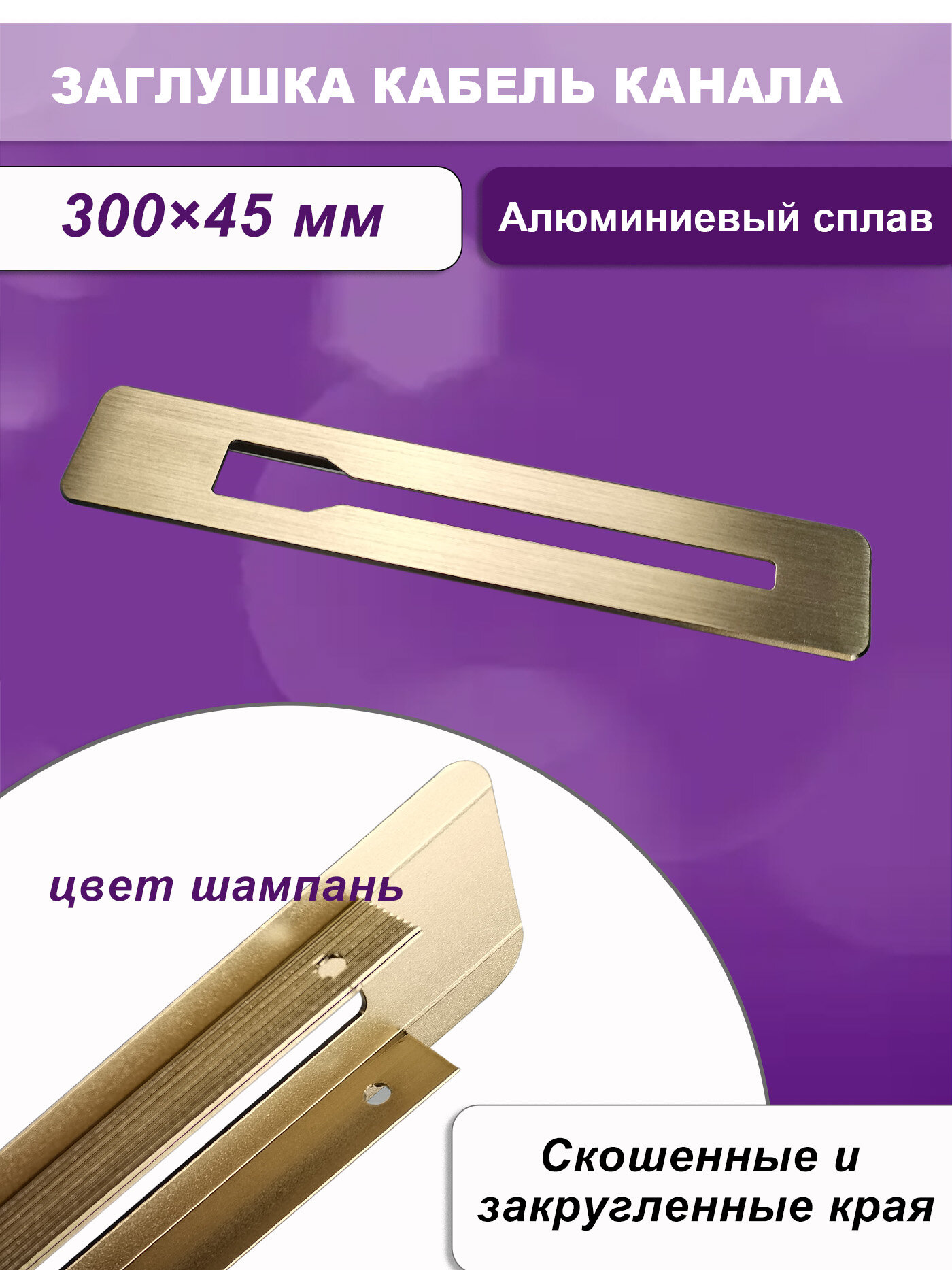 Заглушка кабель-канала, Прямоугольная форма, металл, цвет алюминий, 1 шт