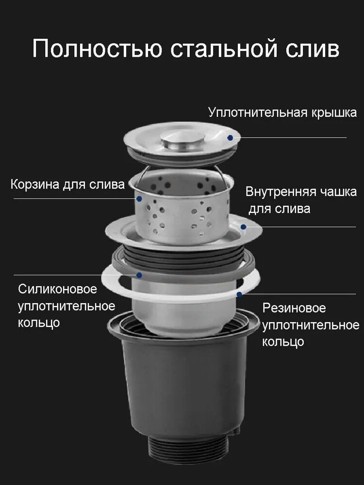 Мойка кухонная из нержавеющей стали 100 см с левым крылом — фото 1