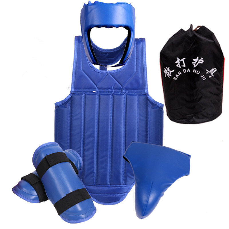 Набор защитного снаряжения для спарринга, шестипредметный набор, боевые перчатки, защита головы, защита груди, защита паха, утолщенный полный набор для тренировок по боксу