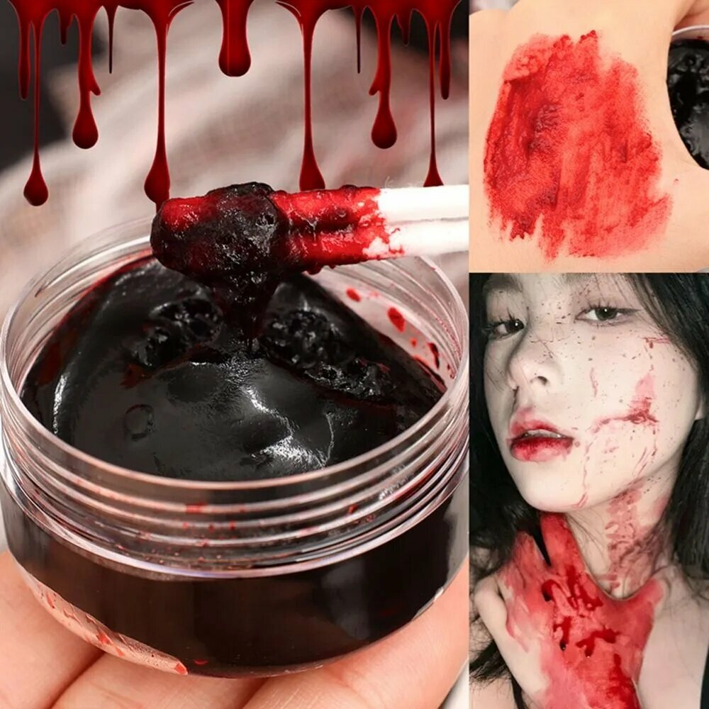 Искусственная кровь для грима, лица на Хэллоуин / Краска красная бутафорская, аквагрим