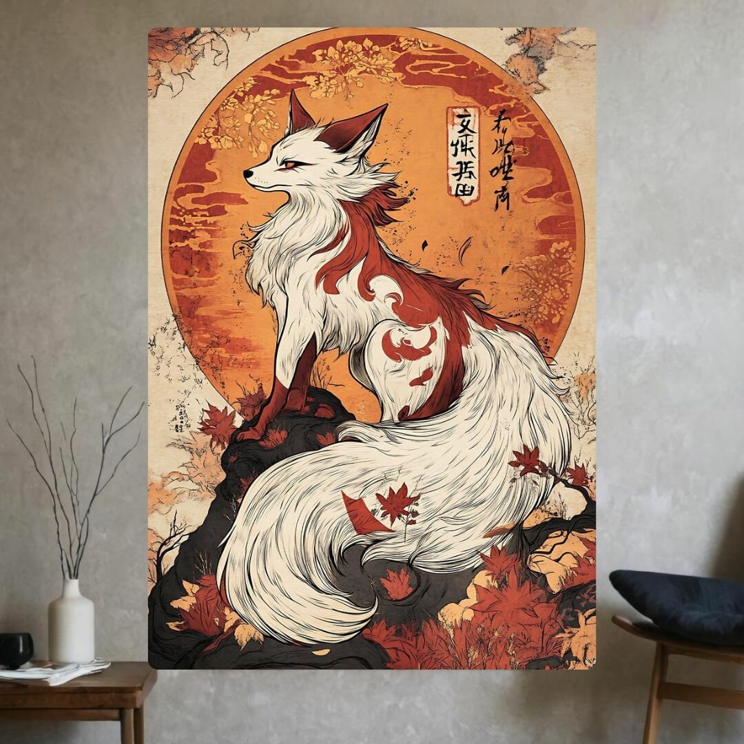 Картина на металле Кицунэ, 20*30см