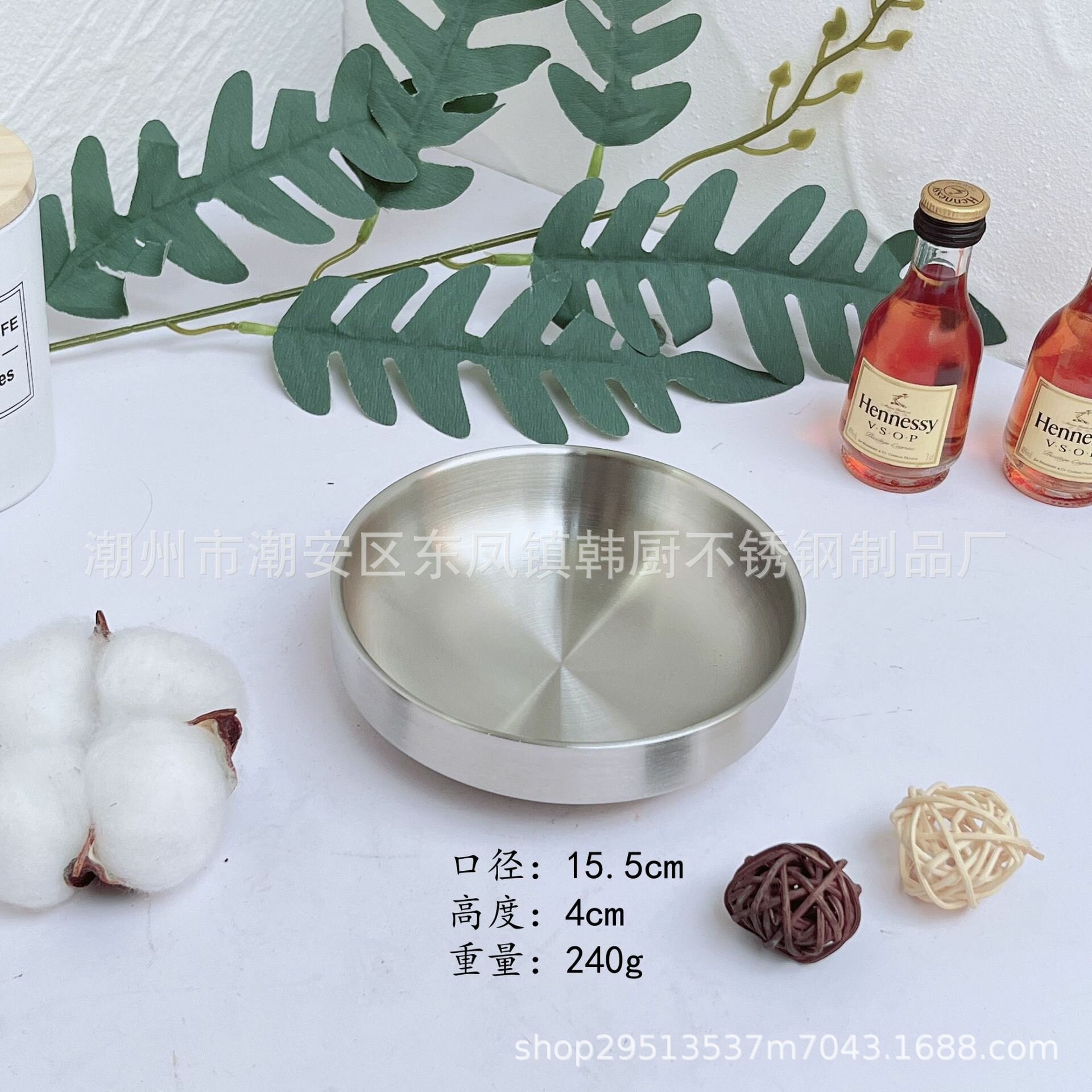 Блюдо из нержавеющей стали 304 Корейский цирконий золотой двухслойный кимчи 15.5CM(304 серебро)