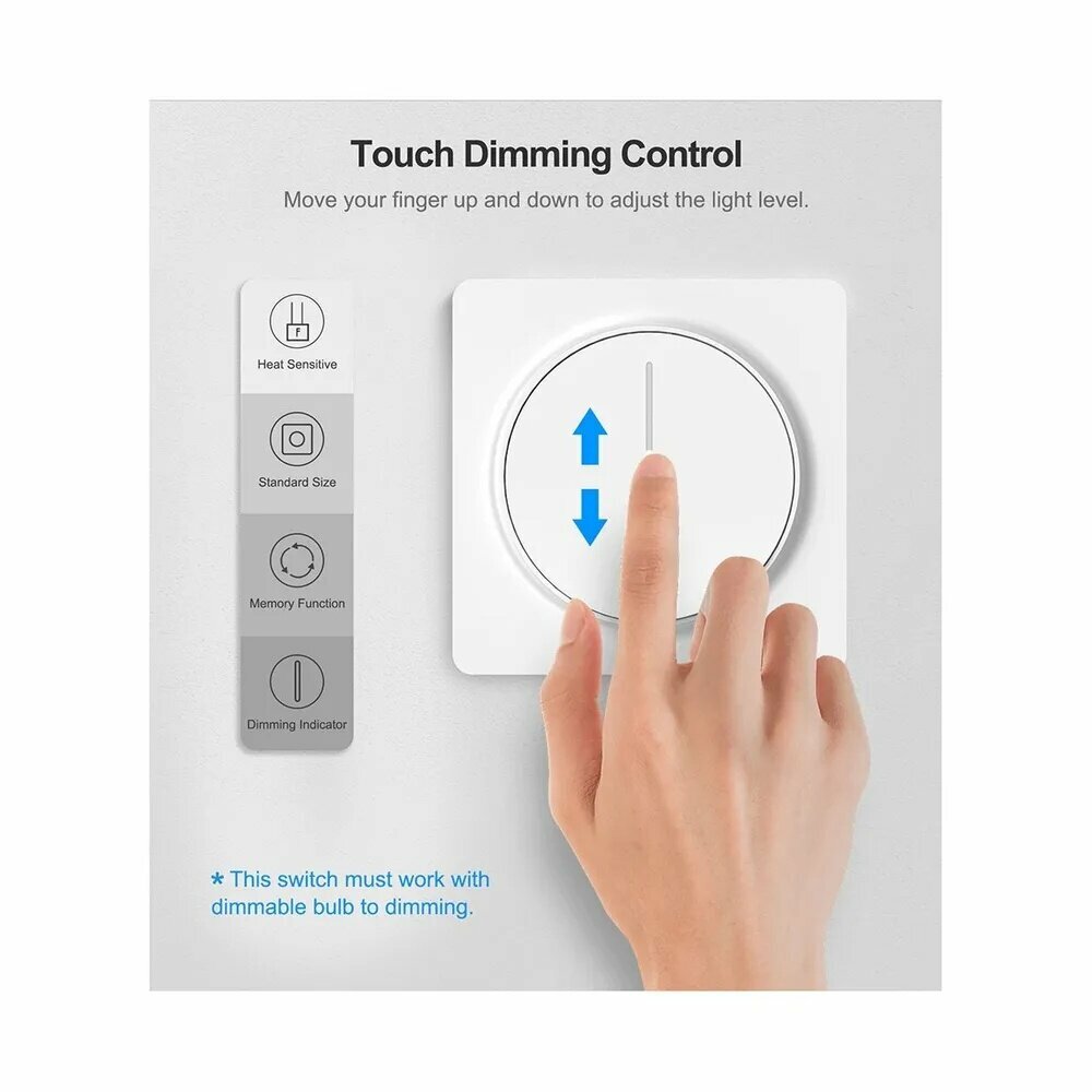 (P N S G)Умный диммер Tuya Wifi, настенный выключатель с сенсорной панелью затемнения, 100-240 В, работает Alexa Google Home