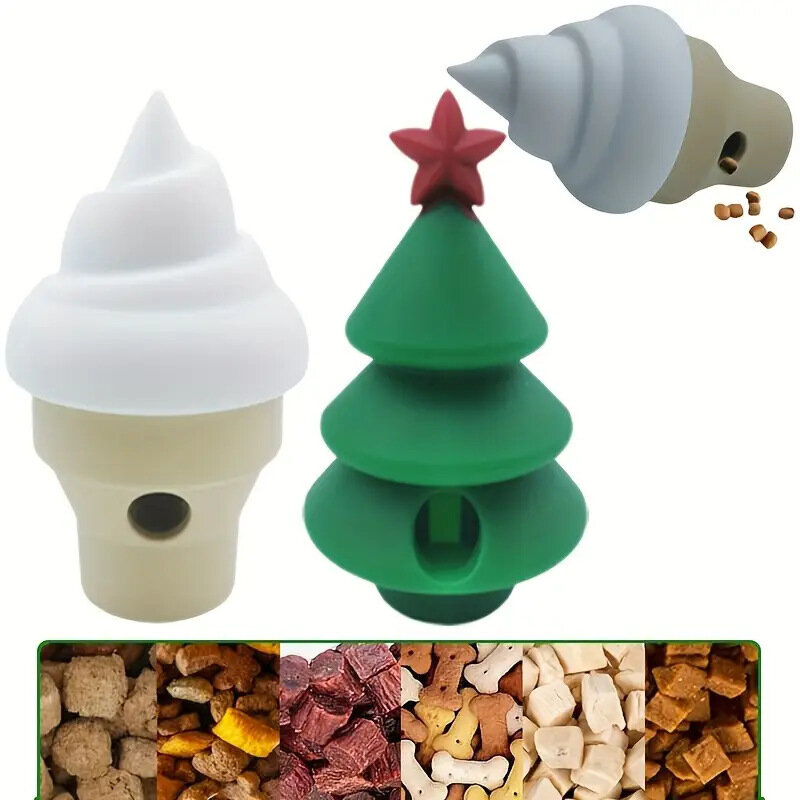 Игрушка-шар-диспенсер с мороженым для кошек и собак с функцией активного расхода энергии Цвет：Рождественская елка