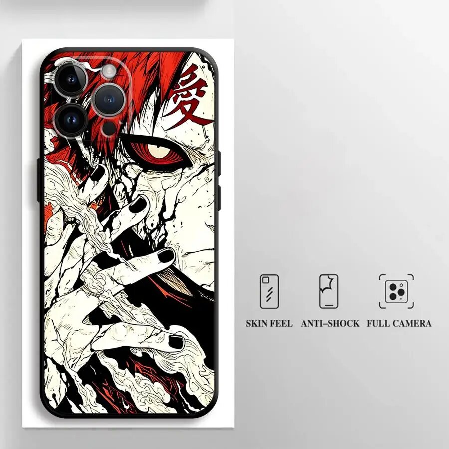 Черный мягкий чехол для телефона Anime Cool Gaara для iPhone XR 13 12 11 Pro Max 15 16 14 Plus 7 8 XS Max