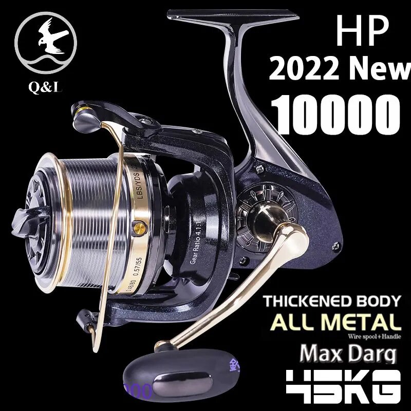 HP 2022 New 10000 рыболовная катушка, диаметр катушки: 30 мм, все металлическая