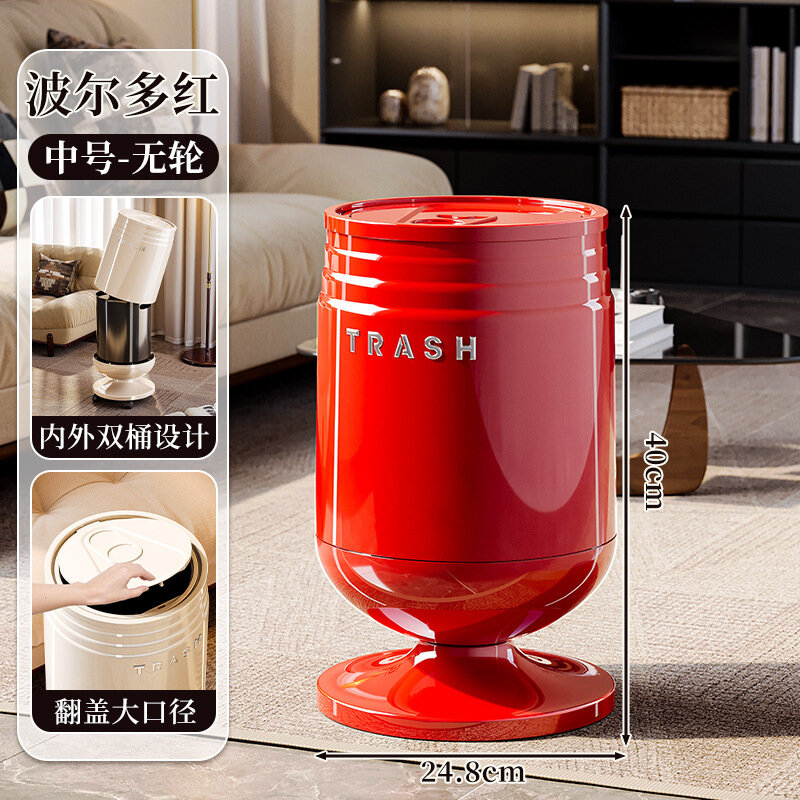 Мусорное ведро для домашнего использования, креативная новая модель, с крышкой и колесами для гостиной, высококачественная корзина для мусора, элитная большая урна для ванной