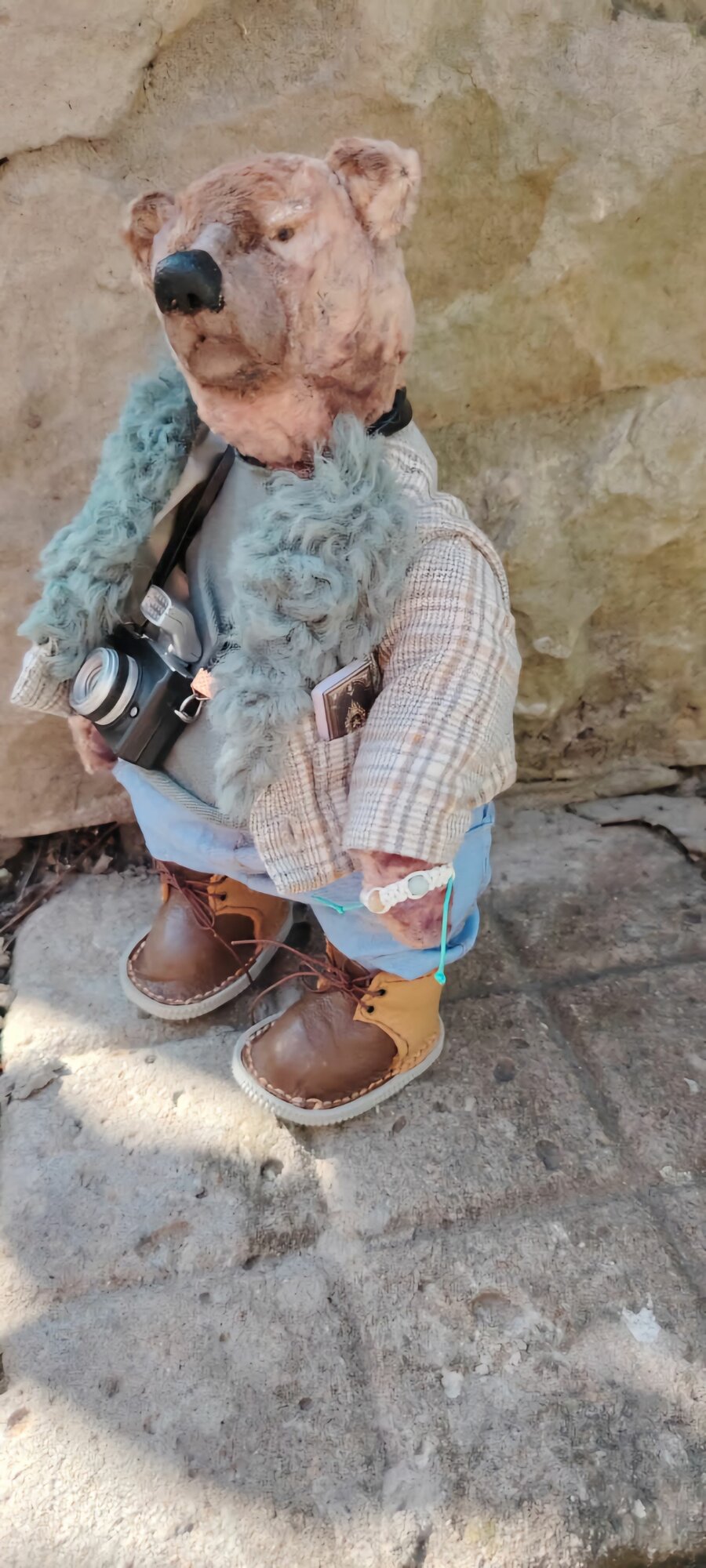 Интерьерная кукла Мишка фотограф