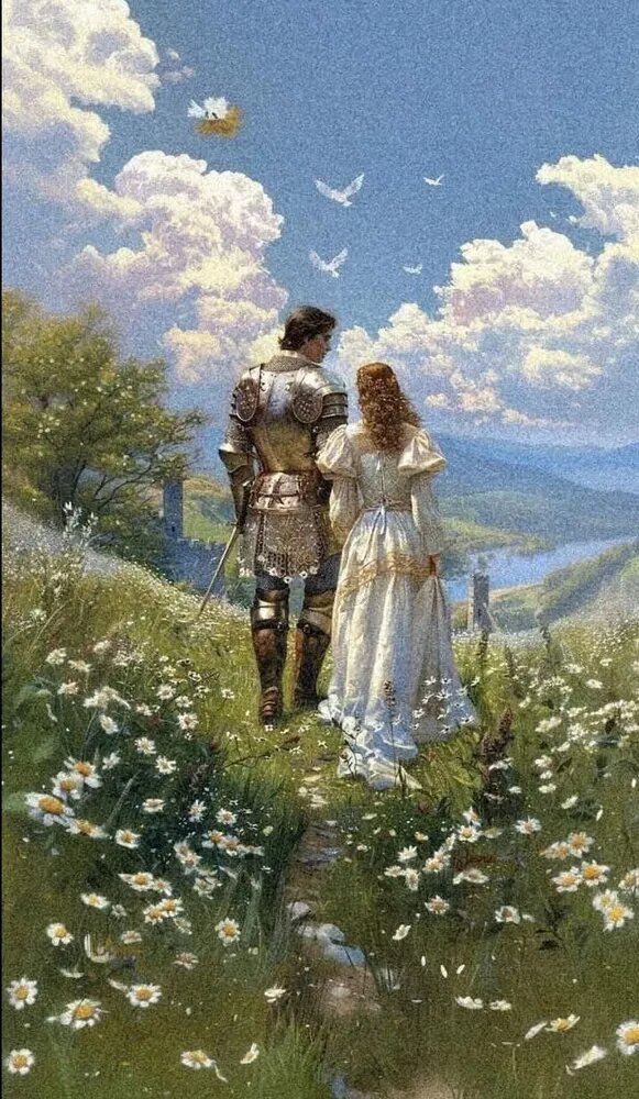 Алмазная Мозаика "Рыцарь И Девушка" 40X50 См Алмазная Вышивка / Картина Стразами Подарков / Украшения
