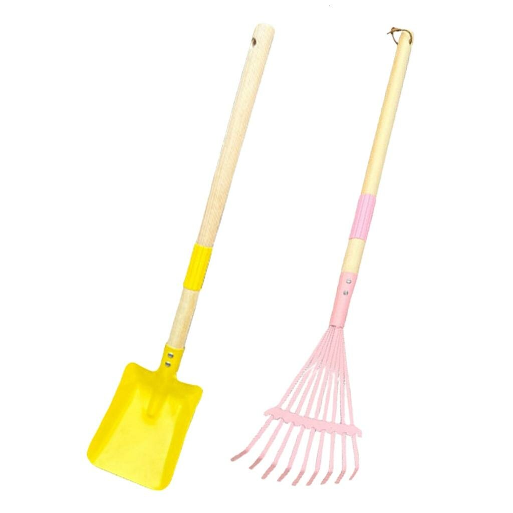 Детский садовый инструмент, набор граблей и лопат из дерева, B